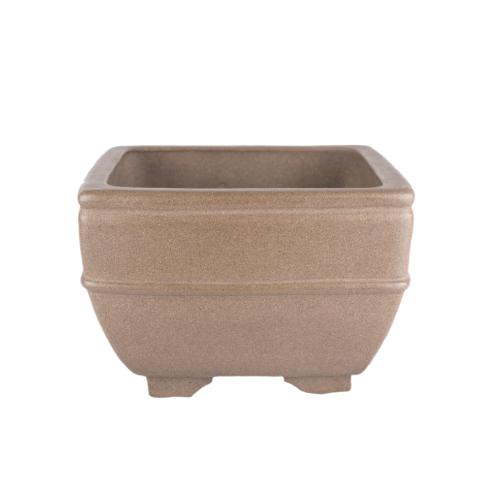 Grey, unglazed square cascade pot Shinto - bonsaipots.eu