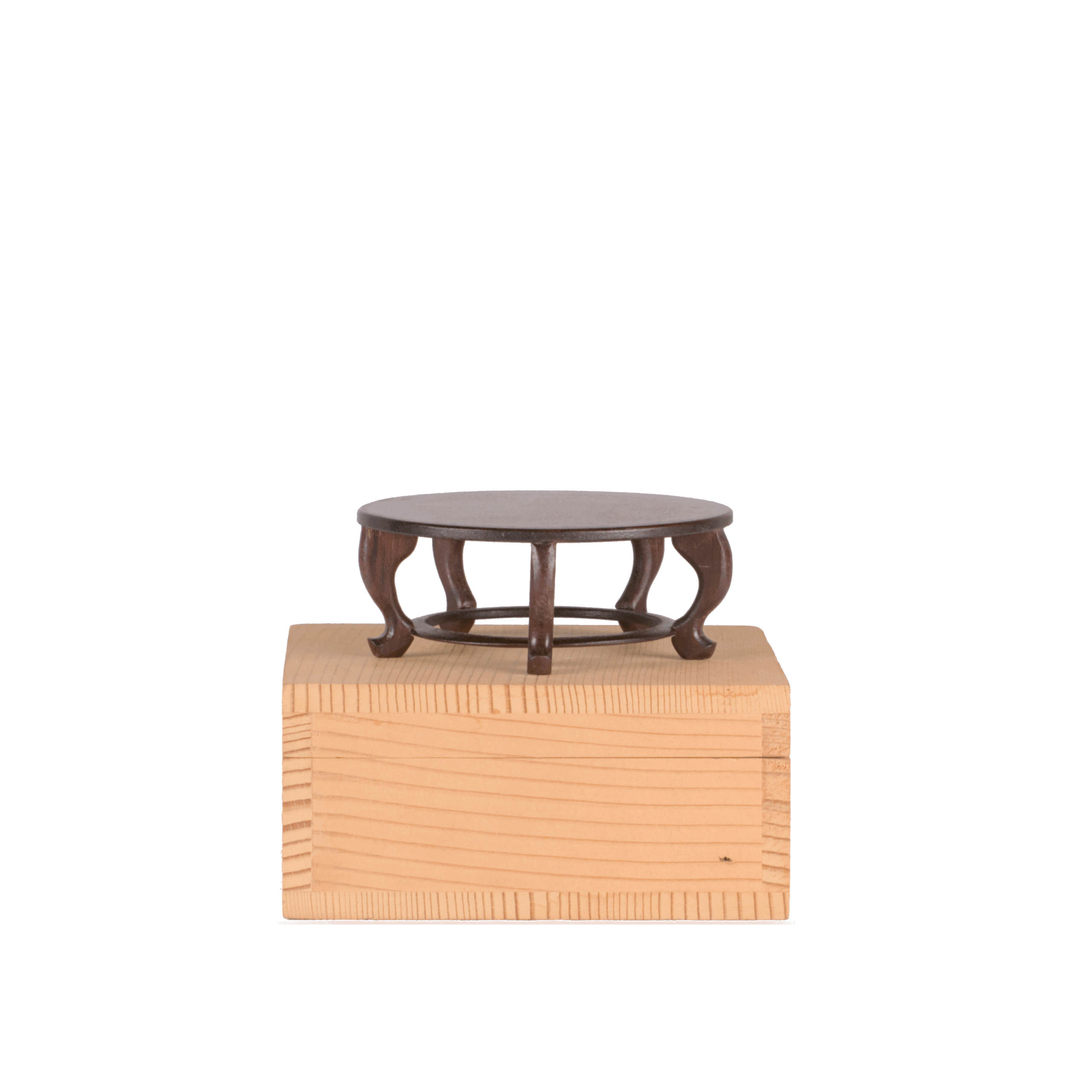 Round Shohin Bonsai Table – Elegant Curved Leg Display Stand